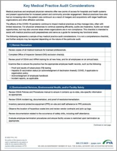 PYA Resource: Key Medical Practice Audit Considerations Checklist - PYA
